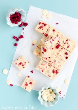 White Chocolate and Raspberry Fudge Slice - Sweetness and Bite