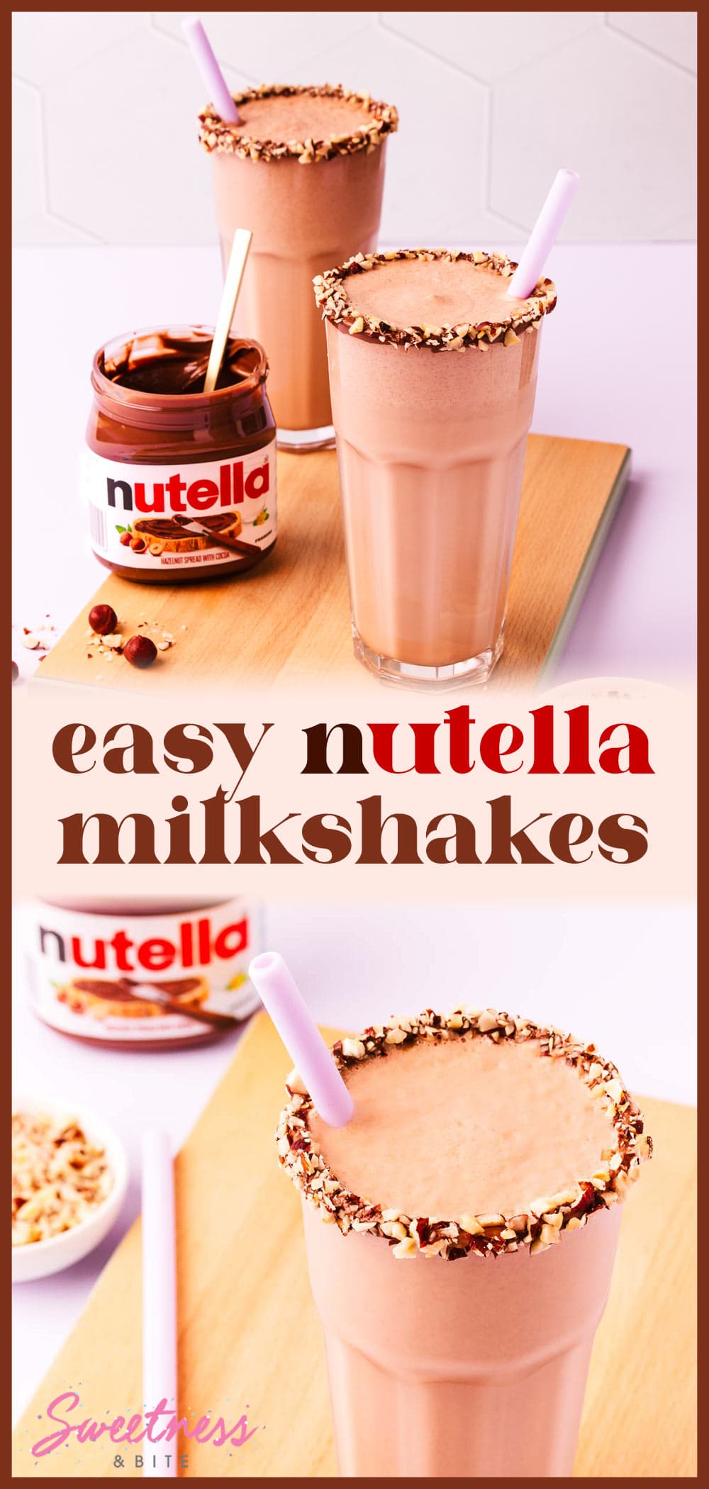 Nutella Milkshakes - Easy recipe, 3 ingredients! - Sweetness and Bite